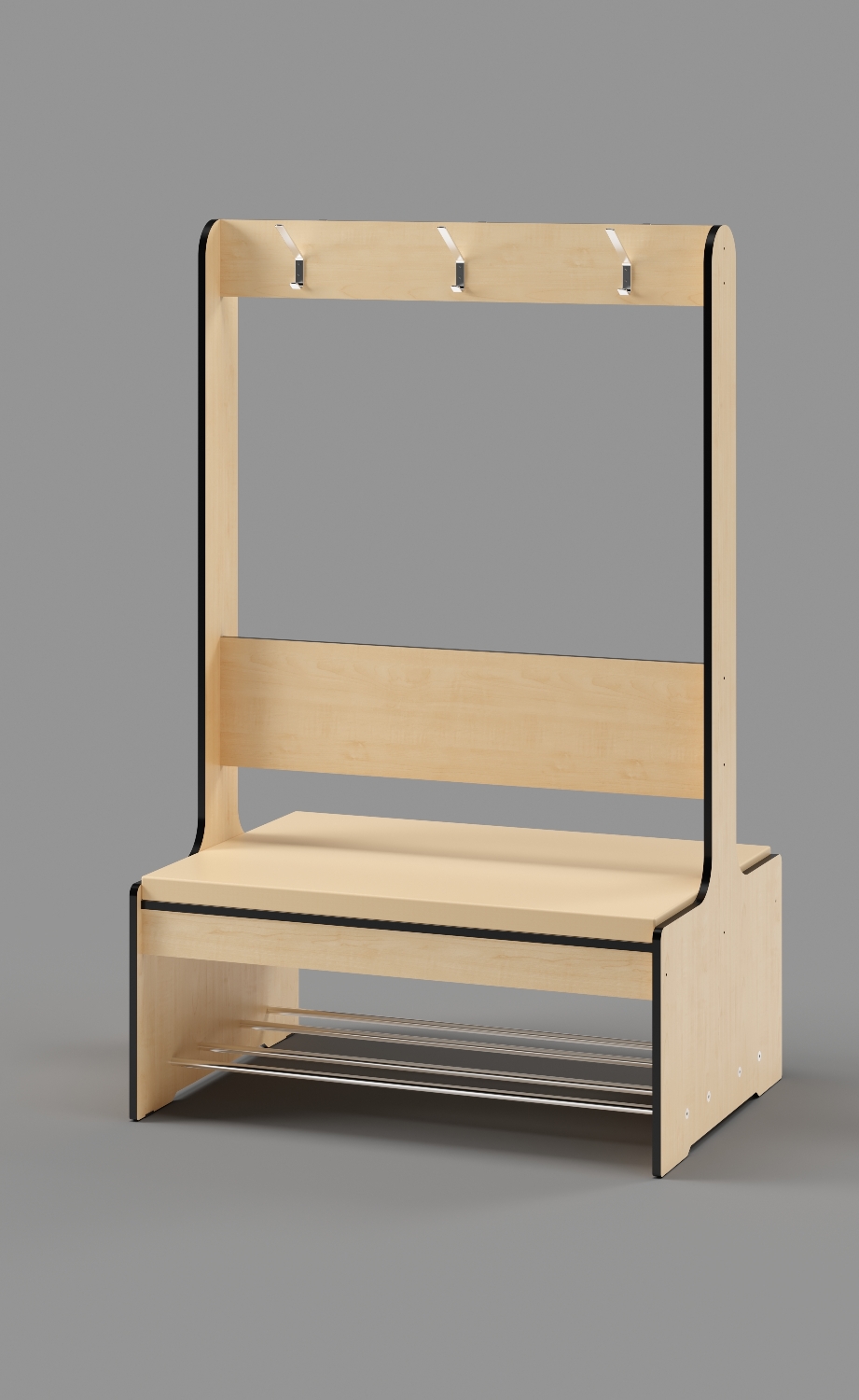 Double-Sided Bench | Back Support and Hooks - FOREMAN® Locker Systems